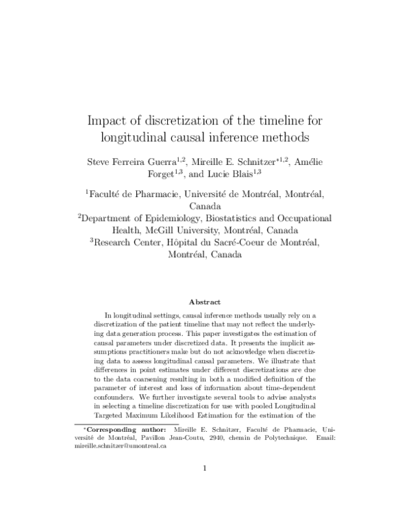 (PDF) Impact of discretization of the timeline for longitudinal causal inference methods
