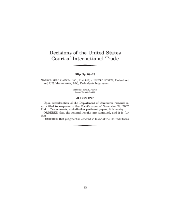 (PDF) Decisions of the United States Court of International Trade