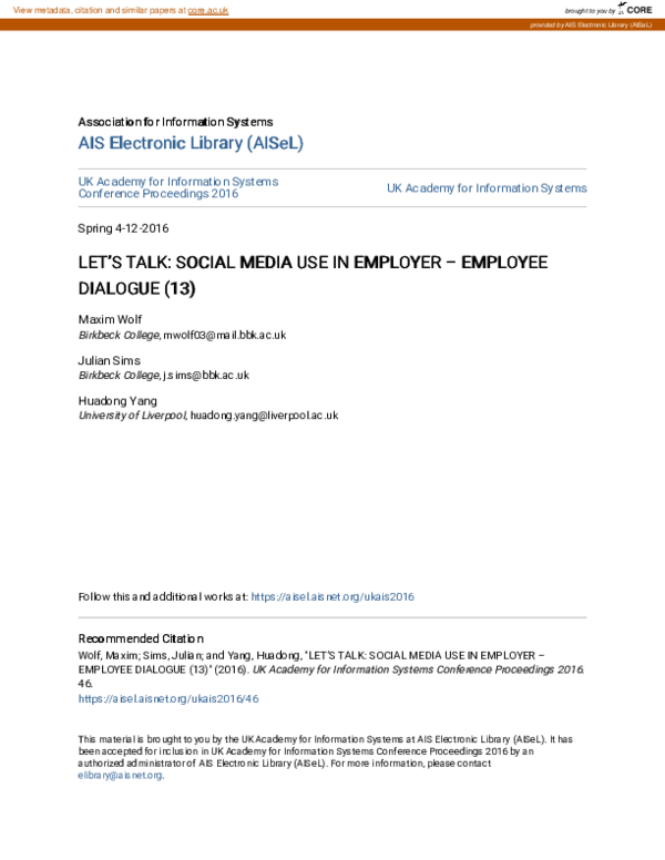(PDF) Let’s Talk: Social Media Use in Employer – Employee Dialogue (13)