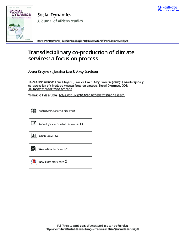 (PDF) Transdisciplinary co-production of climate services: a focus on ...
