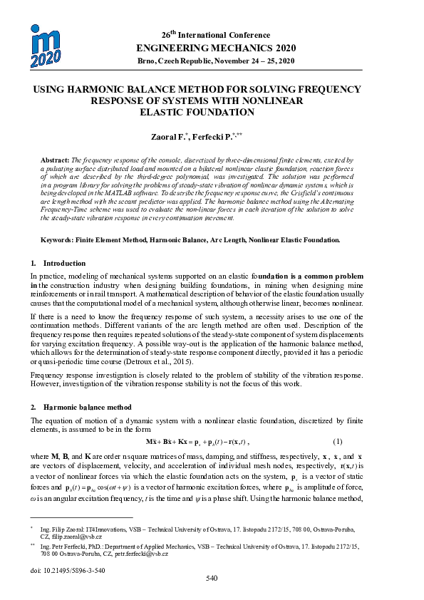 (PDF) Using Harmonic Balance Method for Solving Frequency Response of ...