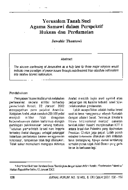 (PDF) Yerusalem Tanah Suci Agama Samawi dalam Perspektif Hukum dan ...