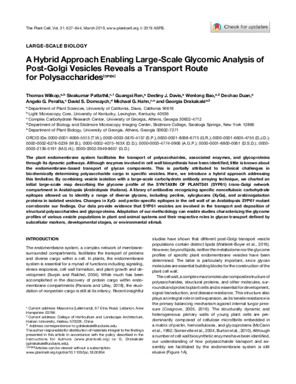 (PDF) A Hybrid Approach Enabling Large-Scale Glycomic Analysis of Post-Golgi Vesicles Reveals a ...