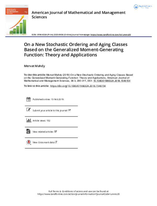 (PDF) On a New Stochastic Ordering and Aging Classes Based on the Generalized Moment-Generating ...