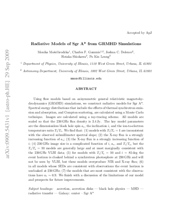 (PDF) Radiative Models of SGR A* from GRMHD Simulations