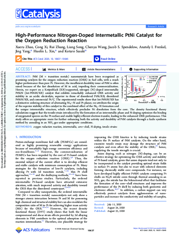 (PDF) High-Performance Nitrogen-Doped Intermetallic PtNi Catalyst for ...