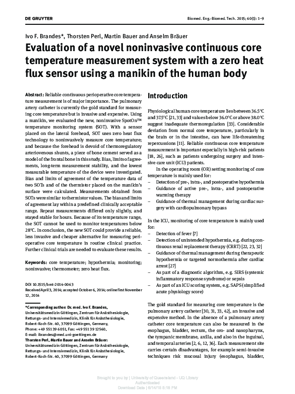 (PDF) Evaluation of a novel noninvasive continuous core temperature ...