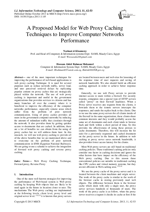 (PDF) A Proposed Model for Web Proxy Caching Techniques to Improve Computer Networks Performance