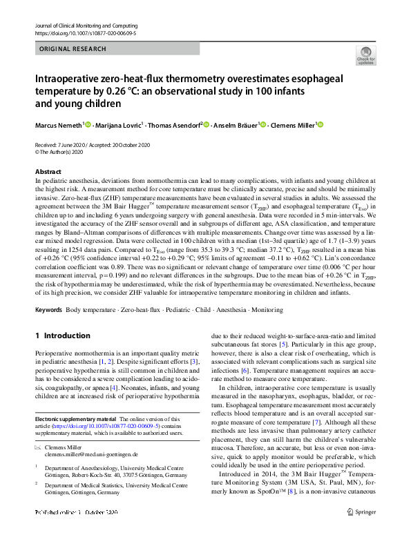 (PDF) Intraoperative zero-heat-flux thermometry overestimates ...
