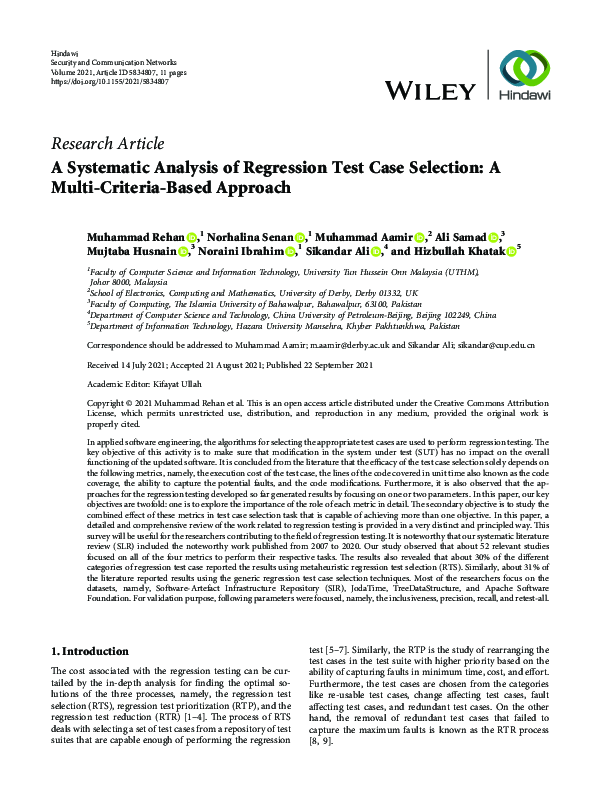 Pdf A Systematic Analysis Of Regression Test Case Selection A Multi