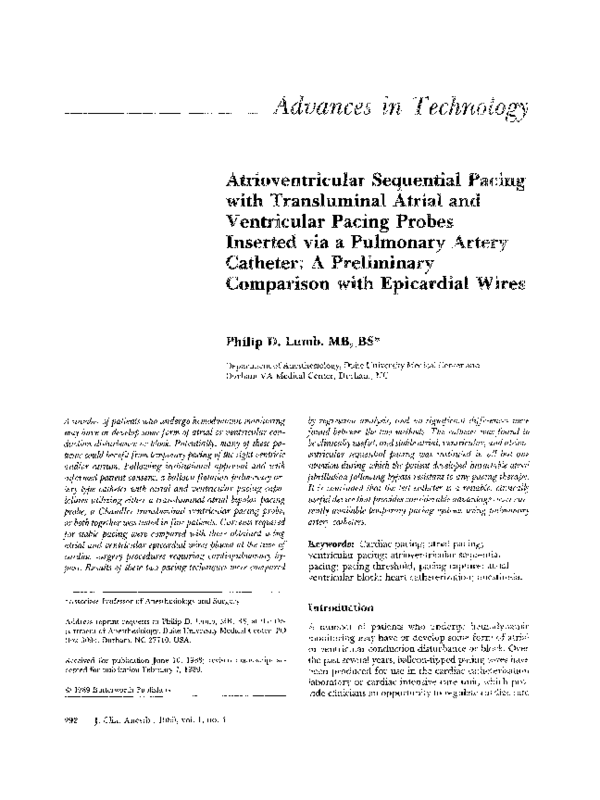 (PDF) Atrioventricular sequential pacing with transluminal atrial and ...