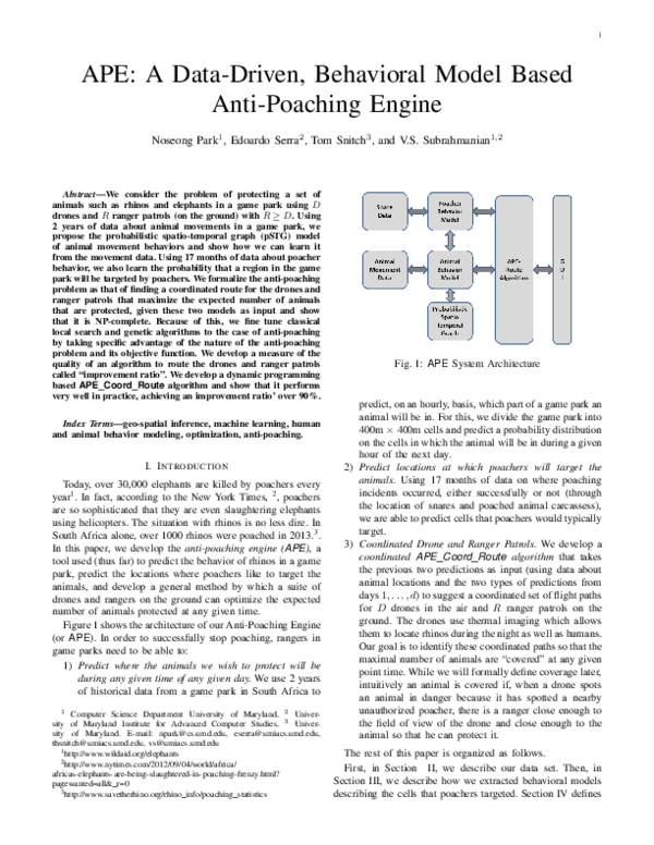 (PDF) APE: A Data-Driven, Behavioral Model-Based Anti-Poaching Engine