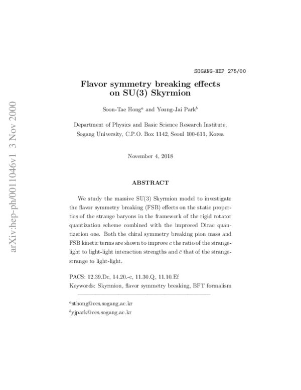 (PDF) Flavor symmetry breaking effects