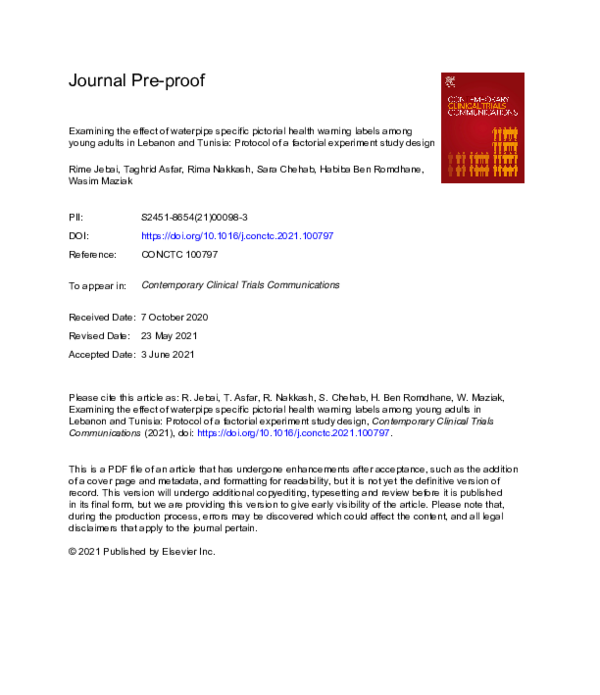(PDF) Examining the effect of waterpipe specific pictorial health ...