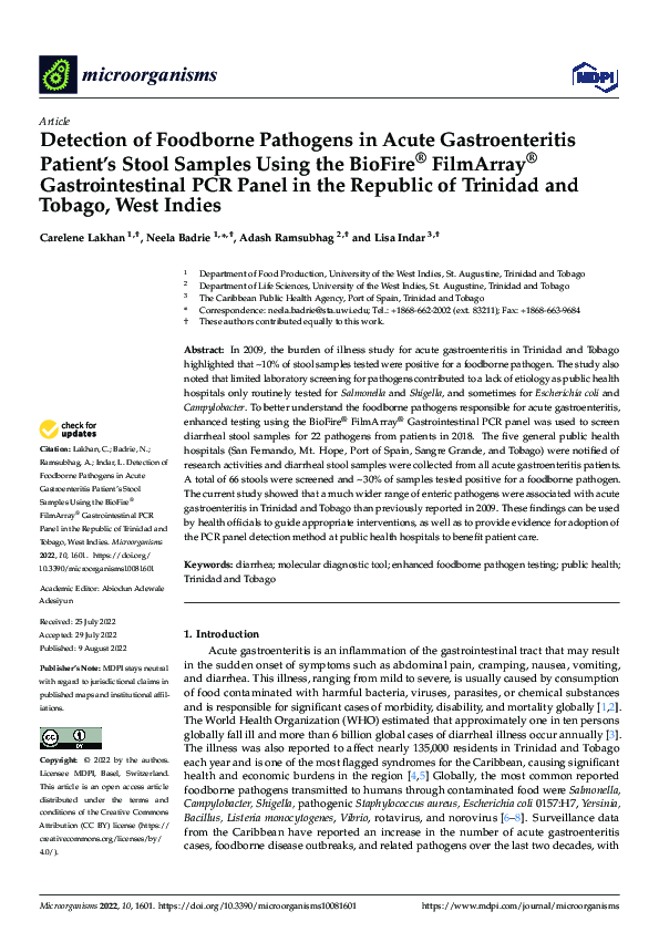 (PDF) Detection of Foodborne Pathogens in Acute Gastroenteritis Patient ...