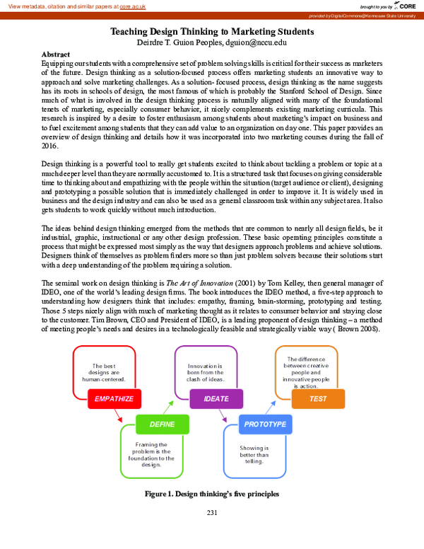 (PDF) Teaching Design Thinking to Marketing Students