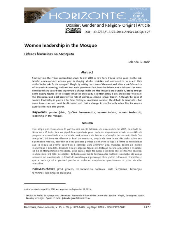 (PDF) Women leadership in the Mosque