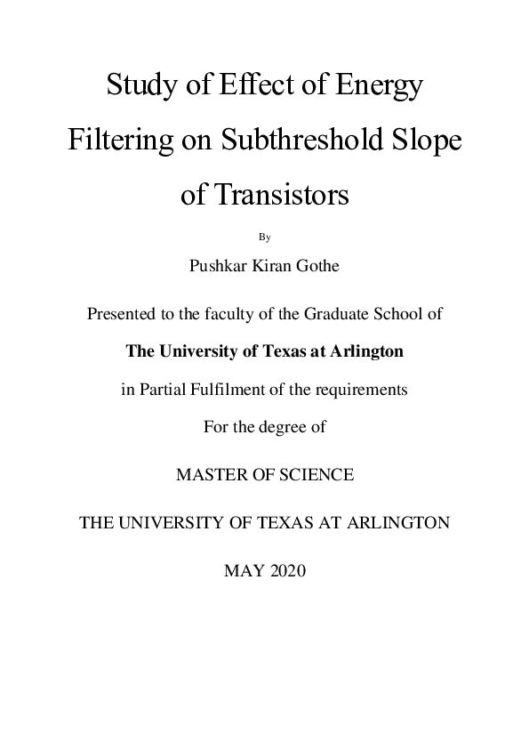 (PDF) Study of Effect of Energy Filtering on Subthreshold Slope of ...