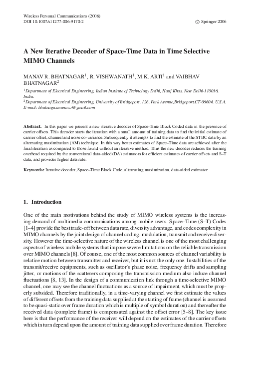 (PDF) A New Iterative Decoder of Space-Time Data in Time Selective MIMO ...