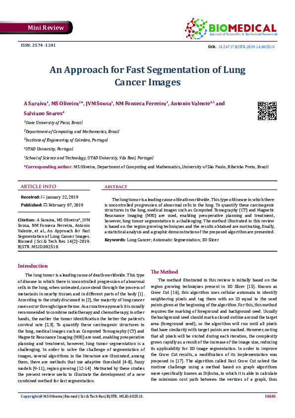 Pdf An Approach For Fast Segmentation Of Lung Cancer Images Salviano Soares 