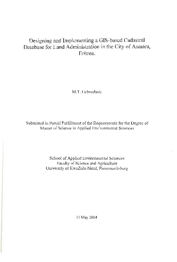 Pdf Designing And Implementing A Gis Based Cadastral Database For