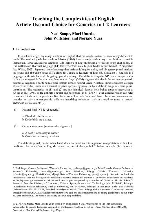 (PDF) Teaching the Complexities of English Article Use and Choice for ...