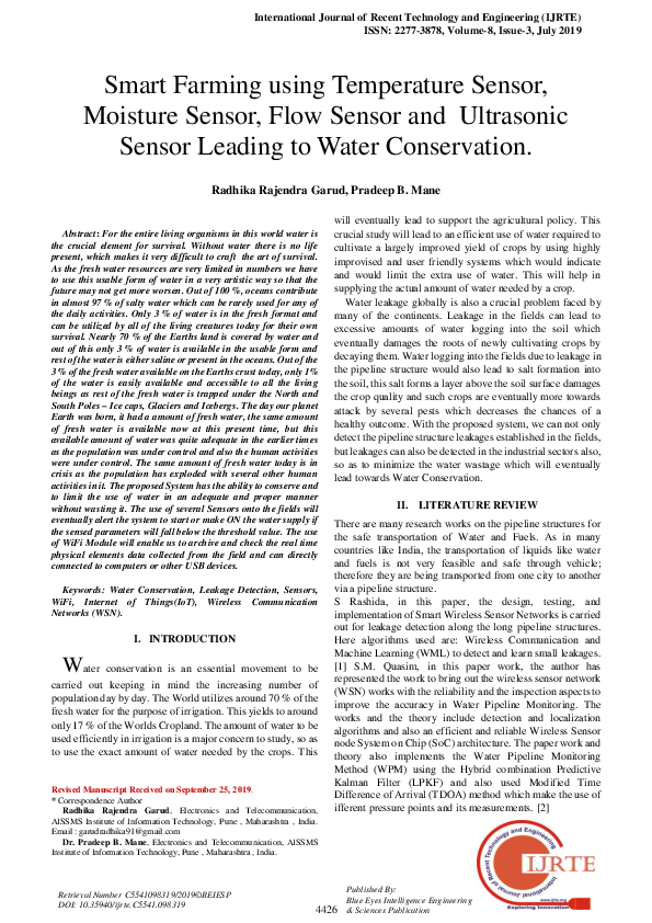 (PDF) Smart Farming using Temperature Sensor, Moisture Sensor, Flow ...