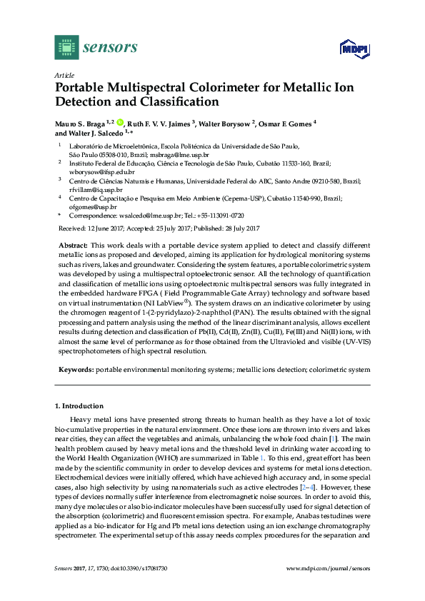 (PDF) Portable Multispectral Colorimeter for Metallic Ions Detection ...
