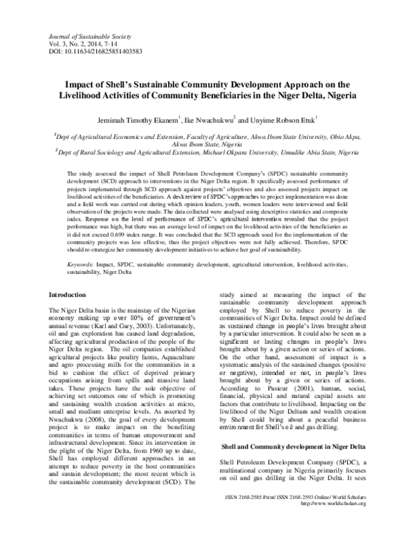 (PDF) Impact of Shell’s Sustainable Community Development Approach on ...