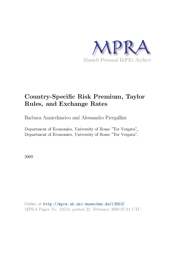 (PDF) Country-Specific Risk Premium, Taylor Rules, and Exchange Rates
