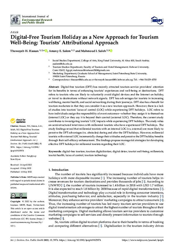 (PDF) Digital-Free Tourism Holiday as a New Approach for Tourism Well ...