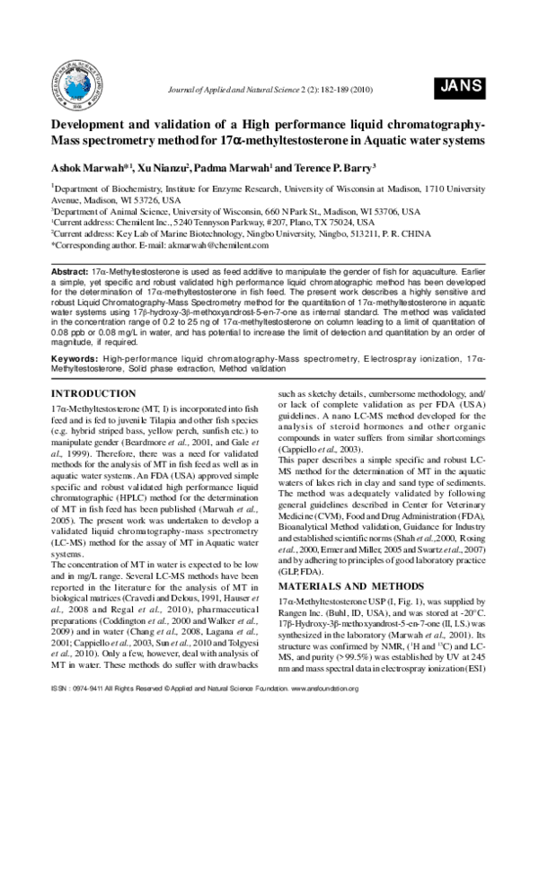 (PDF) Development and validation of a High performance liquid chromatography- Mass spectrometry ...