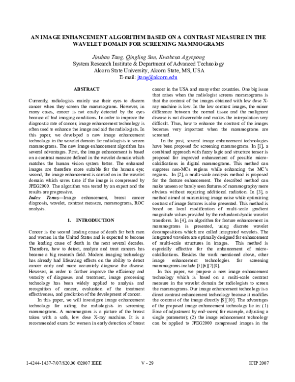 Pdf An Image Enhancement Algorithm Based On A Contrast Measure In The