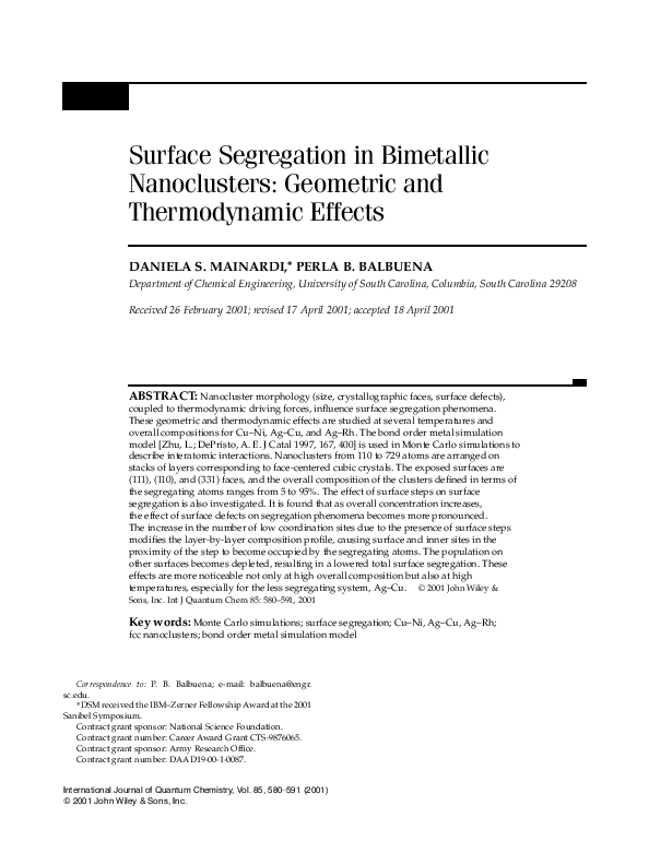 (PDF) Thermodynamic Effects on Surface Segregation in Bimetallic ...