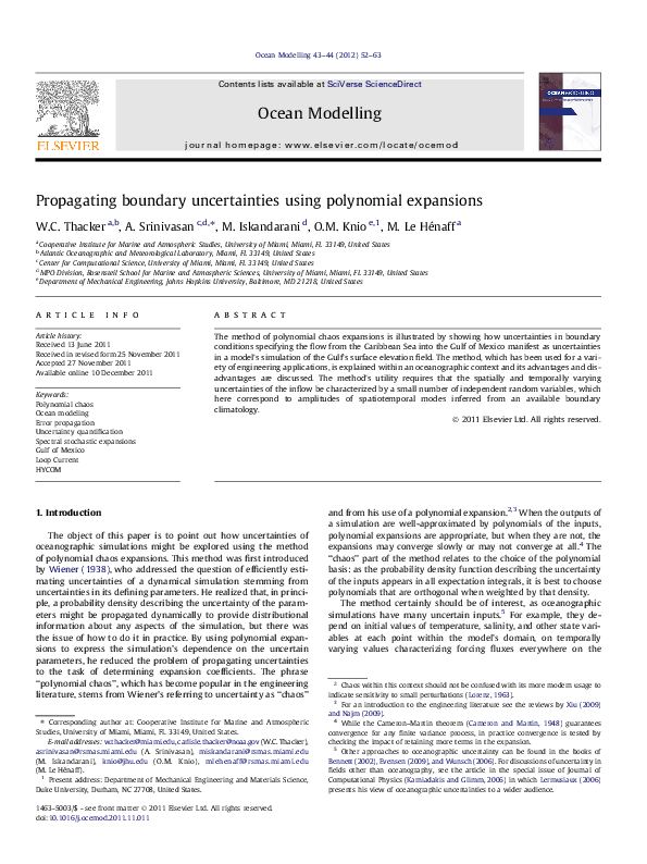 (PDF) Propagating boundary uncertainties using polynomial expansions