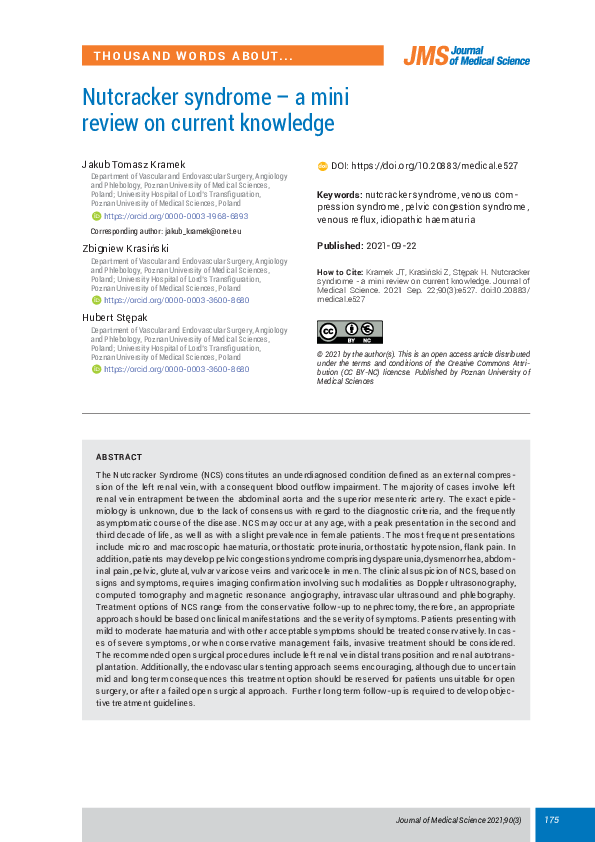 (PDF) Nutcracker syndrome - a mini review on current knowledge