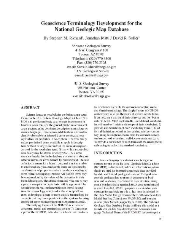 (PDF) Development for the National Geologic Map Database | Jonathan ...