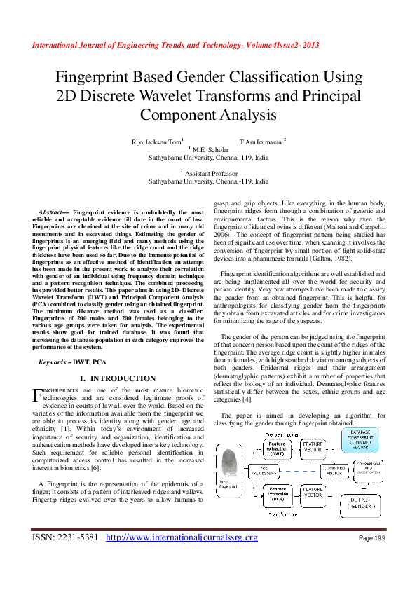 Pdf Fingerprint Based Gender Classification Using 2d Discrete Wavelet Transforms And Principal