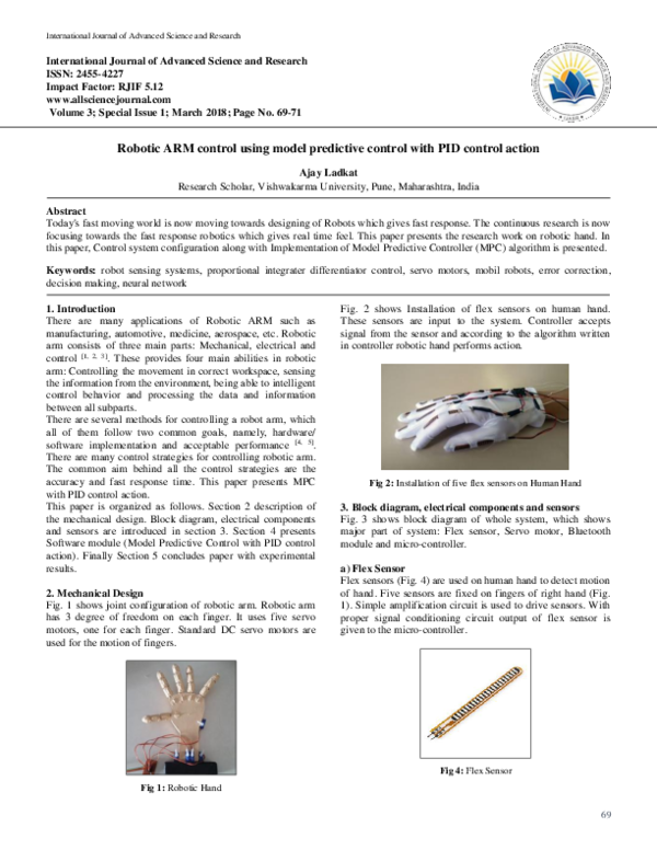 Pdf Robotic Arm Control Using Model Predictive Control With Pid