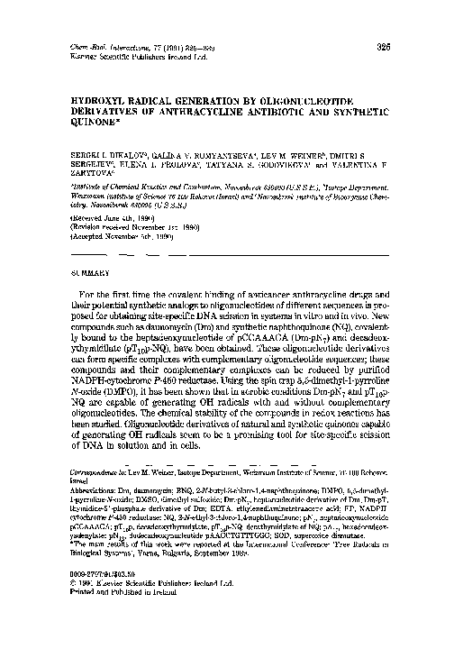 (PDF) Hydroxyl radical generation by oligonucleotide derivatives of ...