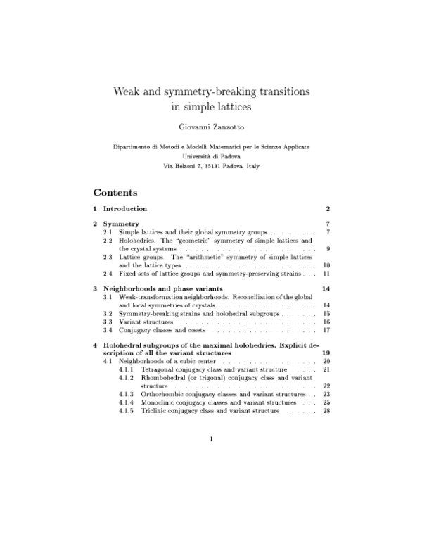 (PDF) Weak and Symmetry-Breaking Transitions in Simple Lattices