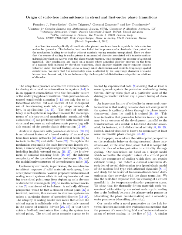 (PDF) Origin of scale-free intermittency in structural first-order phase transitions