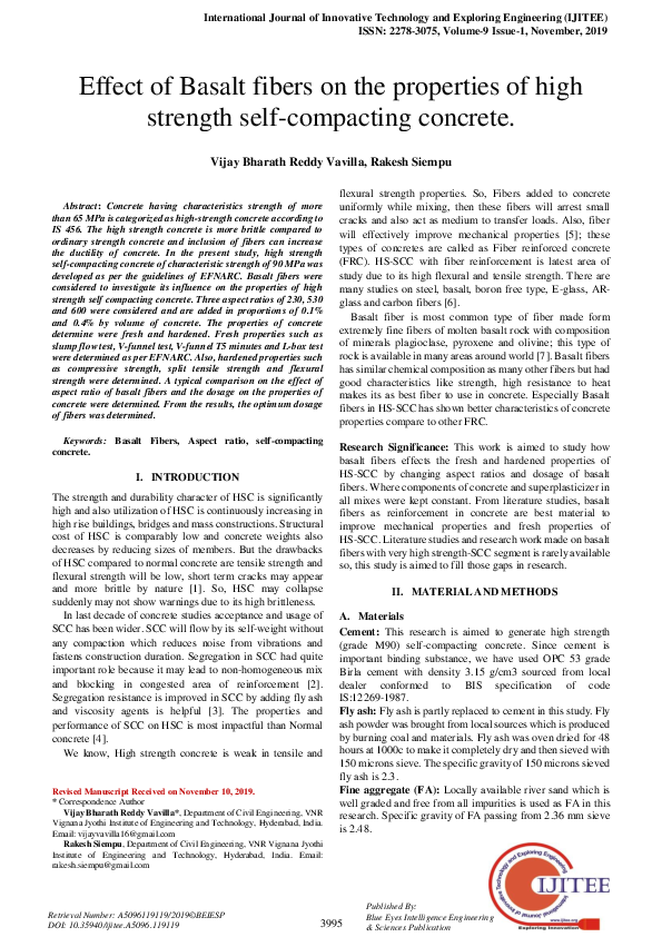 (PDF) Effect of Basalt fibers on the properties of high strength self ...