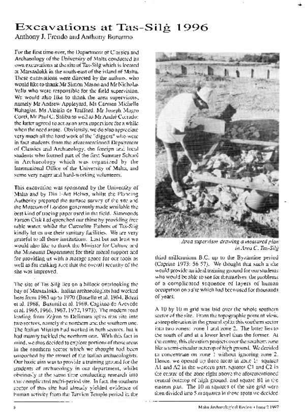 (PDF) Excavations at Tas-Silg, 1996