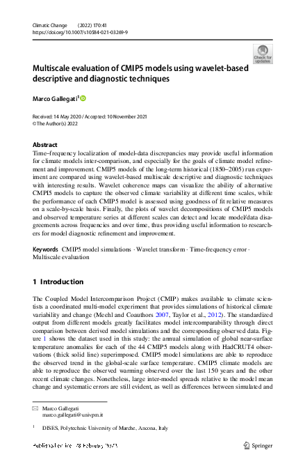 (PDF) Multiscale evaluation of CMIP5 models using wavelet-based descriptive and diagnostic ...