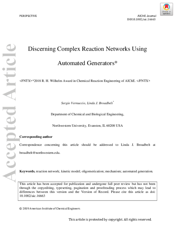 (PDF) Discerning complex reaction networks using automated generators