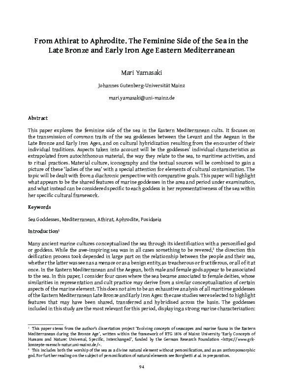 (PDF) From Athirat to Aphrodite. The Feminine Side of the Sea in the ...