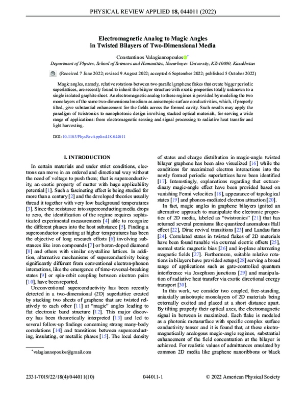 (PDF) Electromagnetic Analog to Magic Angles in Twisted Bilayers of Two ...
