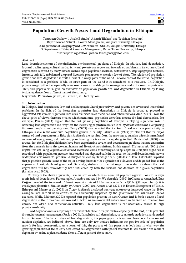 (PDF) Population Growth Nexus Land Degradation in Ethiopia