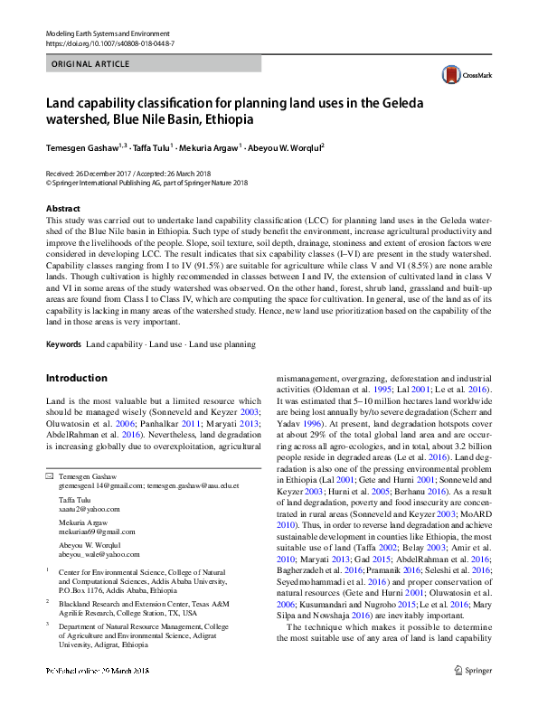 (PDF) Land capability classification for planning land uses in the ...